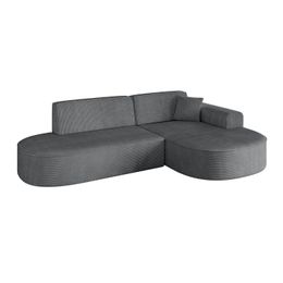 ECKSOFA Ottomane Rechts MARI-L1 - 243x171x79 cm Dunkelgrau Cord