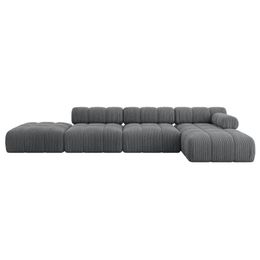 ECKSOFA modulares Sofa Lizur-L2 - 380x160x70 cm Dunkelgrau Cord