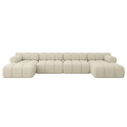 WOHNLANDSCHAFT modulares Sofa Tesso-U2 - 380x160x70 cm Beige Boucl&eacute;