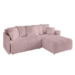 ECKSOFA Ottomane rechts LONLI-L 251x189x68 Rosa Cord