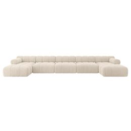 WOHNLANDSCHAFT modulares Sofa Tesso-U3 - 475x160x70 cm Beige Cord