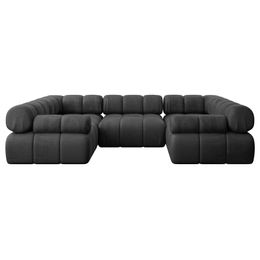 WOHNLANDSCHAFT modulares Sofa Birno-U1 - 285x190x70 cm Schwarz Velours
