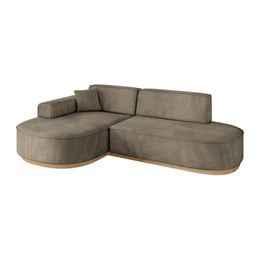 ECKSOFA Ottomane Links MARI-L1-v2 - 243x171x83 cm Dunkelbraun Velours