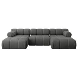 WOHNLANDSCHAFT modulares Sofa Tesso-U1 - 285x160x70 cm Dunkelgrau Velours