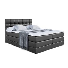 BOXSPRINGBETT BERO KING - 120x200 - H3/H4 - Schwarz Hochglanz