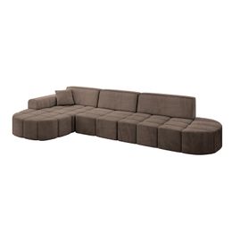 ECKSOFA Ottomane Links LIVO-L2 - 337x173x79,5 cm Braun