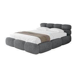 POLSTERBETT mit Bettkasten und Lattenrost, Boxbett ohne Matratze - NOMA 140x200 Dunkelgrau