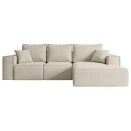 ECKSOFA mit Schlaffunktion und Bettkasten SERRA-L-S - 266x161x87 cm Beige Velours