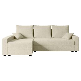 ECKSOFA mit Schlaffunktion und Bettkasten ALESIA-L 231x140x90 cm Beige Boucl&eacute;