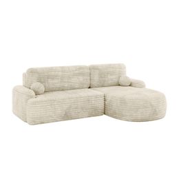 ECKSOFA mit Schlaffunktion und Bettkasten LIRA-L - 264x172x89 Creme