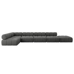 ECKSOFA modulares Sofa Favio-L3 - 475x190x70 cm Dunkelgrau Velours