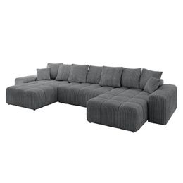 WOHNLANDSCHAFT ENIL-U 401x189x68 Dunkelgrau Cord