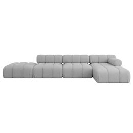 ECKSOFA modulares Sofa Lizur-L2 - 380x160x70 cm Hellgrau Boucl&eacute;