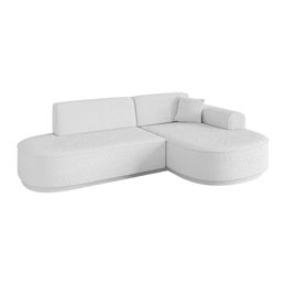 ECKSOFA Ottomane Rechts MARI-L1-v3 - 243x171x83 cm Wei&szlig; Boucl&eacute;