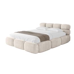 POLSTERBETT mit Bettkasten und Lattenrost, Boxbett ohne Matratze - NOMA 120x200 Beige