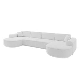 WOHNLANDSCHAFT MARI-U2-v3 - 388x171x83 cm Wei&szlig; Boucl&eacute;