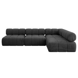 ECKSOFA modulares Sofa Samaro-L2 - 285x190x70 cm Schwarz Velours