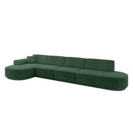ECKSOFA Ottomane Links MARI-L3-v3 - 413x171x83 cm Gr&uuml;n Cord