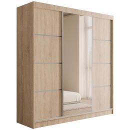 KLEIDERSCHRANK mit Spiegel V2-LOFTIA 215x200 cm Sonoma