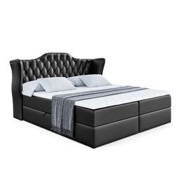 BOXBETT mit Matratze H3 und Lattenrost - VILA - 120x200 cm Schwarz Hochglanz