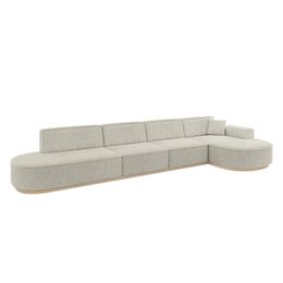 ECKSOFA Ottomane Rechts MARI-L3-v1 - 413x171x83 cm Creme Cord
