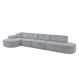ECKSOFA Ottomane Links MARI-L3-v3 - 413x171x83 cm Grau Velours