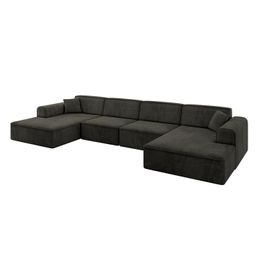 WOHNLANDSCHAFT IREA-U2-v3 - 386x165x77 cm Schwarz