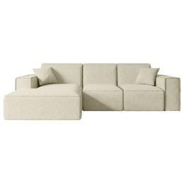 ECKSOFA Ottomane Links SERRA-L - 266x169x80 cm Beige Boucl&eacute;