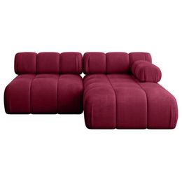 ECKSOFA modulares Sofa Razon-L1 - 190x160x70 cm Bordeauxrot Velours