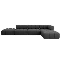 ECKSOFA modulares Sofa Kerru-L2 - 380x190x70 cm Schwarz Velours