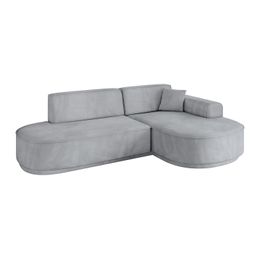 ECKSOFA Ottomane Rechts MARI-L1-v3 - 243x171x83 cm Grau Velours