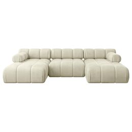 WOHNLANDSCHAFT modulares Sofa Tesso-U1 - 285x160x70 cm Beige Velours