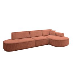 ECKSOFA Ottomane Rechts MARI-L2-v3 - 328x171x83 cm Koralle Velours