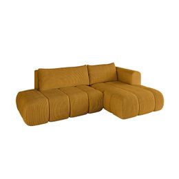 ECKSOFA Ottomane Rechts CLOUD-L 280x185x90 Senfgelb Cord