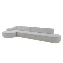 ECKSOFA Ottomane Links MARI-L3-v1 - 413x171x83 cm Hellgrau Boucl&eacute;