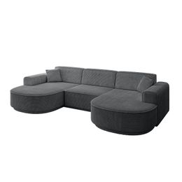 WOHNLANDSCHAFT MARI-U1-v3 - 303x171x83 cm Dunkelgrau Cord