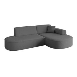 ECKSOFA Ottomane Rechts MARI-L1 - 243x171x79 cm Grau Boucl&eacute;