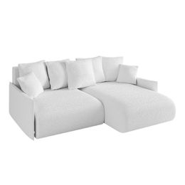 ECKSOFA Ottomane rechts ONESK-L -v1 216x177x72 Wei&szlig; Boucl&eacute;