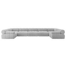 WOHNLANDSCHAFT modulares Sofa Birno-U3 - 475x190x70 cm Grau Cord