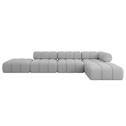 ECKSOFA modulares Sofa Kerru-L2 - 380x190x70 cm Hellgrau Boucl&eacute;