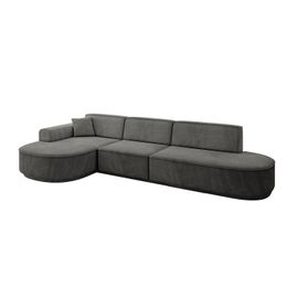 ECKSOFA Ottomane Links MARI-L2-v3 - 328x171x83 cm Dunkelgrau Velours