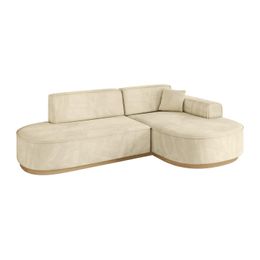 ECKSOFA Ottomane Rechts MARI-L1-v2 - 243x171x83 cm Beige Velours