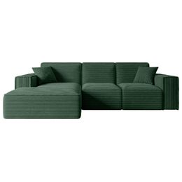 ECKSOFA Ottomane Links SERRA-L - 266x169x80 cm Gr&uuml;n Cord