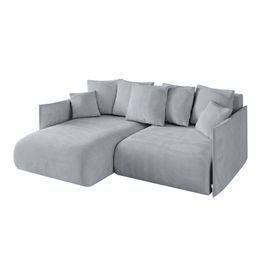 ECKSOFA Ottomane links ONESK-L 216x177x72 Hellgrau Velours