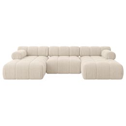 WOHNLANDSCHAFT modulares Sofa Tesso-U1 - 285x160x70 cm Beige Cord