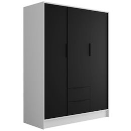 KLEIDERSCHRANK mit Fl&uuml;gelt&uuml;ren KOLIN 150x200cm Wei&szlig; / Schwarz