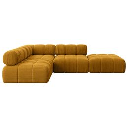 ECKSOFA modulares Sofa Favio-L1 - 285x190x70 cm Senfgelb Cord