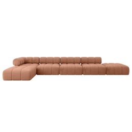 ECKSOFA modulares Sofa Kerru-L3 - 475x190x70 cm Apricot Velours