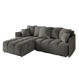 ECKSOFA Ottomane links LONLI-L 251x189x68 Anthrazit Velours