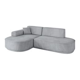 ECKSOFA Ottomane Links MARI-L1-v3 - 243x171x83 cm Grau Velours